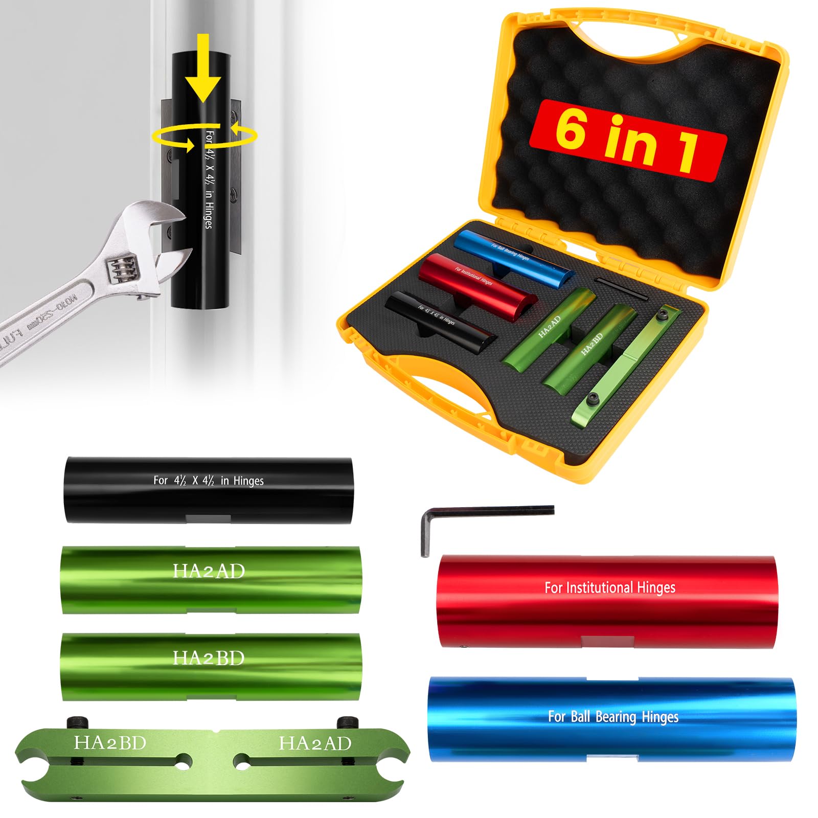 HA1234 Door Hinge Adjustment Tool Set 6 Piece, Hinge Repair Kit Door ...