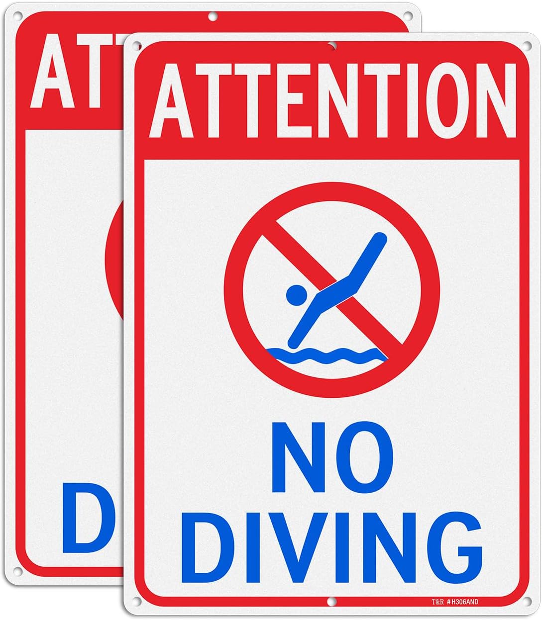 Amazon.com: T&R Attention No Diving Sign - 2 Pack - 14"x10" .040 Rust ...