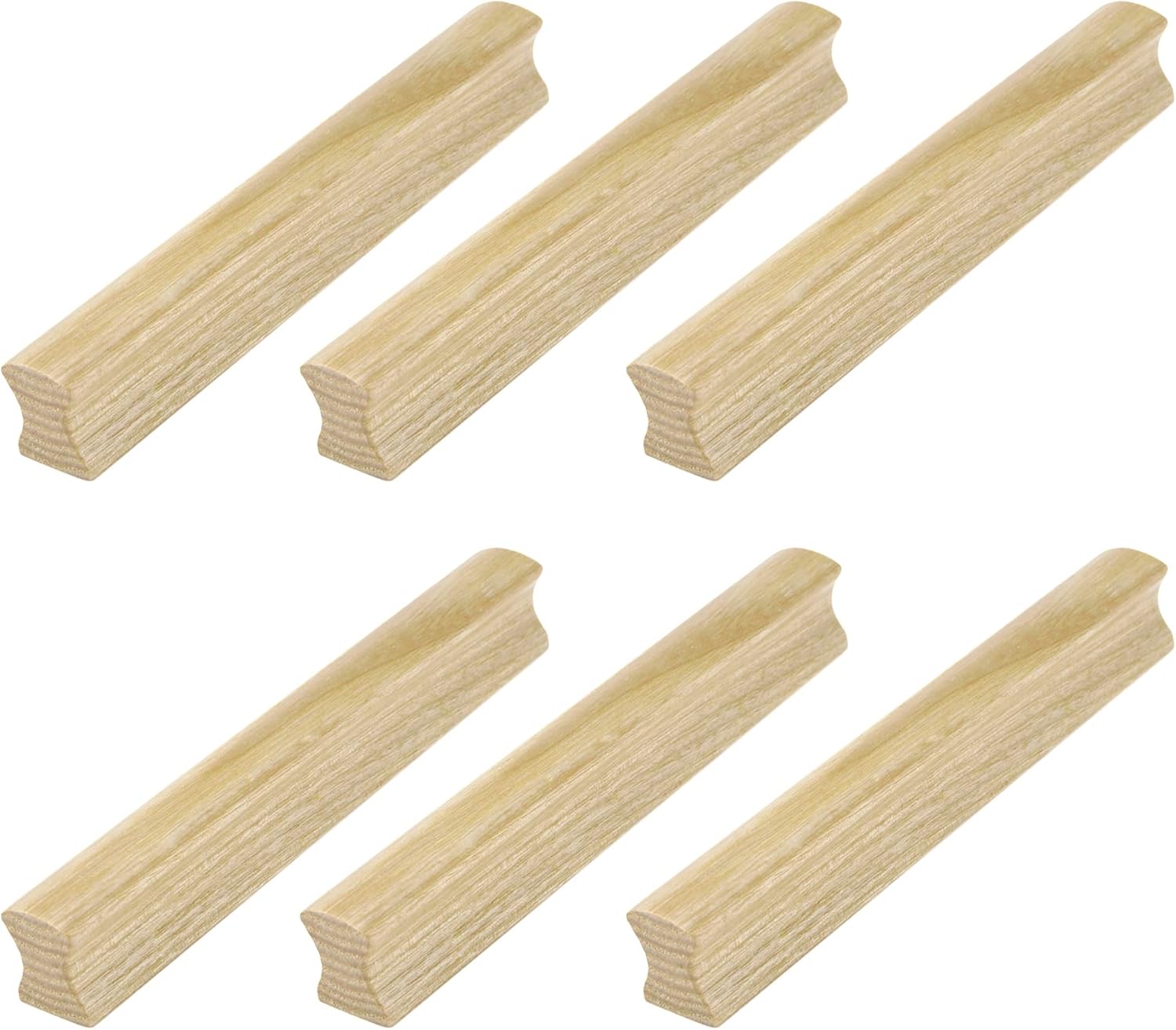 Antrader 6Pcs Solid Wood Drawer Pulls,5.04"/128mm Hole Center Ash Wood ...