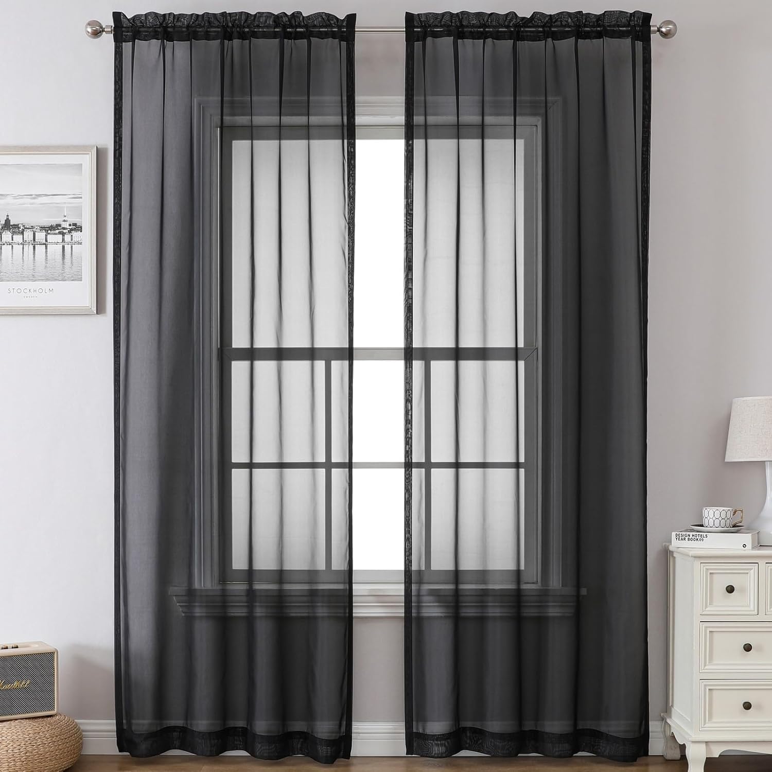 Amazon.com: Airwill Sheer Curtains 84 Inches Length 2 Panels Set, Sheer ...