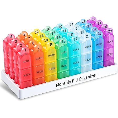Amazon.com: Month Pill Box Organizer - 3-Times-A-Day | Morning-Noon ...