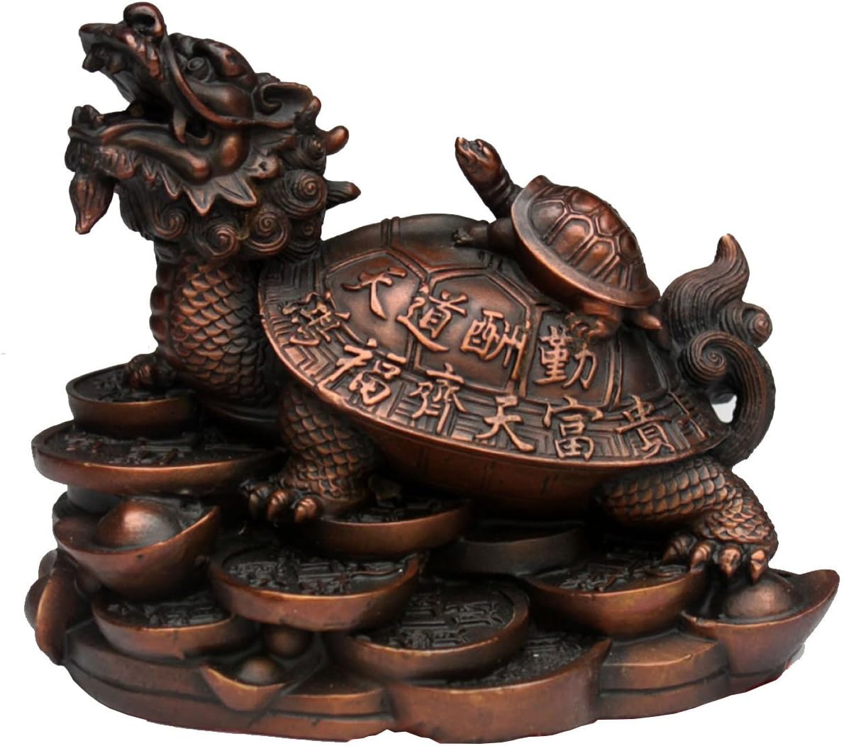 China Vintage Pure Copper Dragon Head Turtle Carving Fine Crafts Office ...