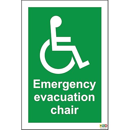 Emergency Evacuation Chair Sign - Self Adhesive Vinyl 300mm x 200mm ...