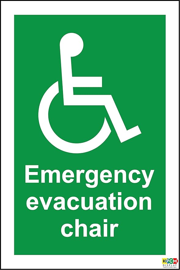 Emergency Evacuation Chair Sign - Self Adhesive Vinyl 300mm x 200mm ...