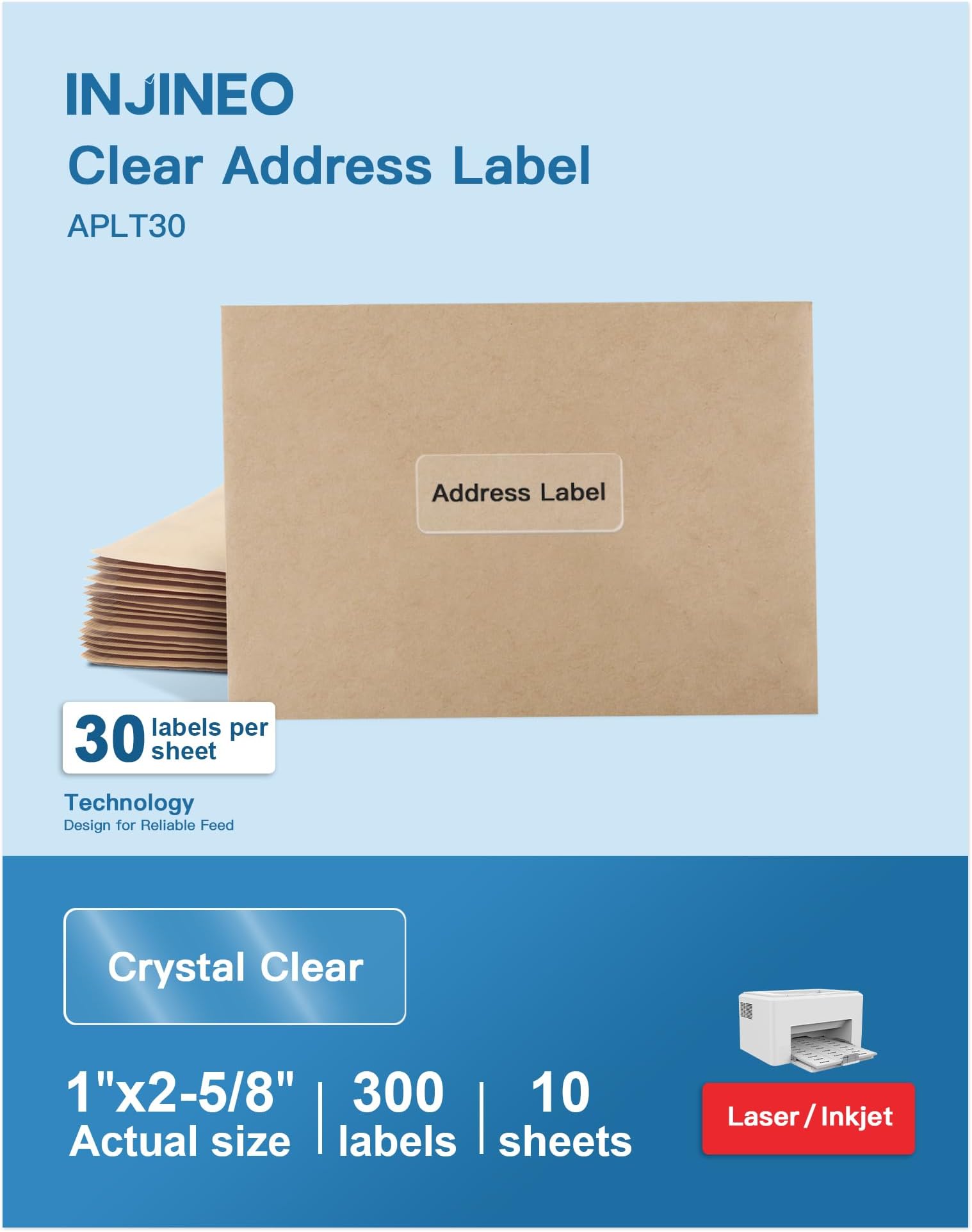 Amazon.com : Avery Printable Address Labels with Sure Feed, 1" x 2-5/8", Matte Clear, 300 Blank ...