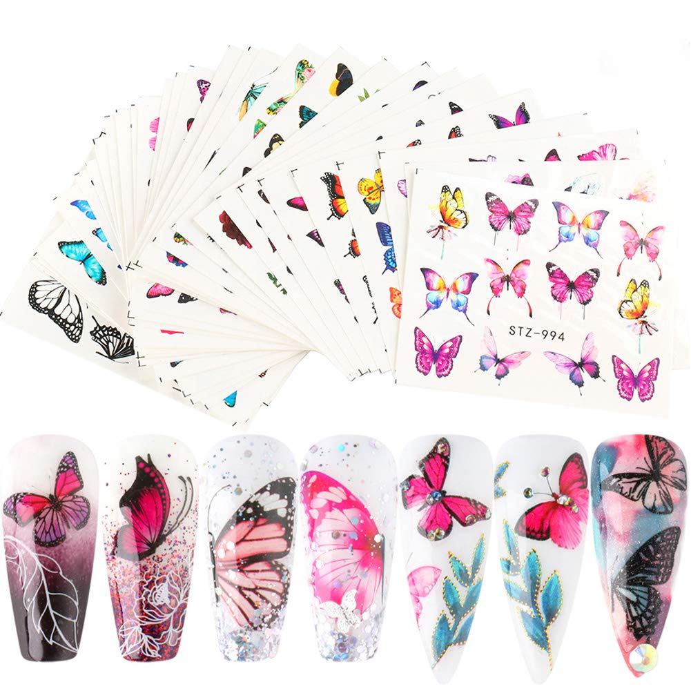 Buy Butterfly Nail Art Sticker Butterfly Flower Design Water Transfer ...