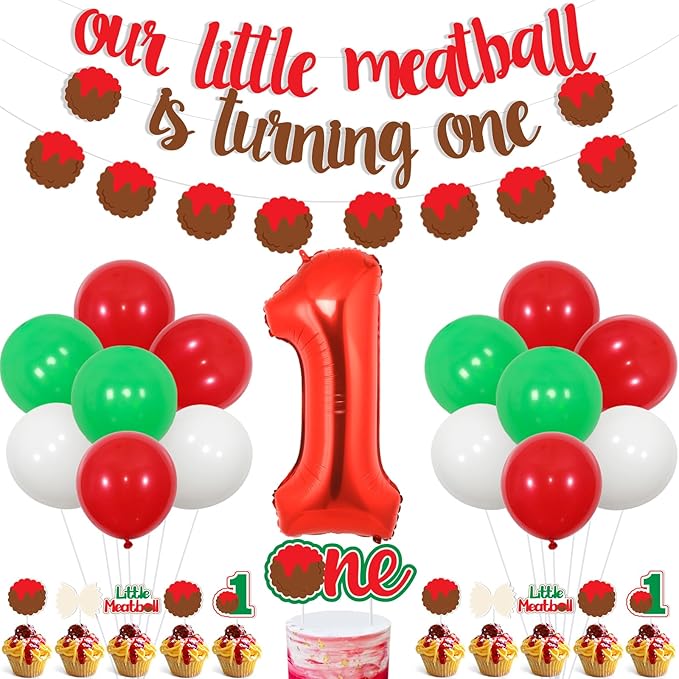 Amazon.com: kreat4joy Meatball 1st Birthday Decorations, Our Little ...