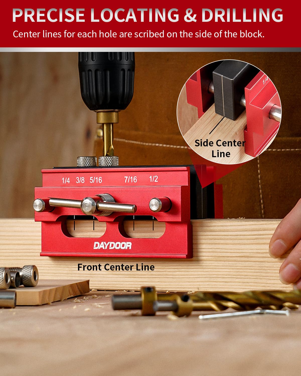 Snapklik.com : DAYDOOR Self Centering Doweling Jig, Adjustable Width ...