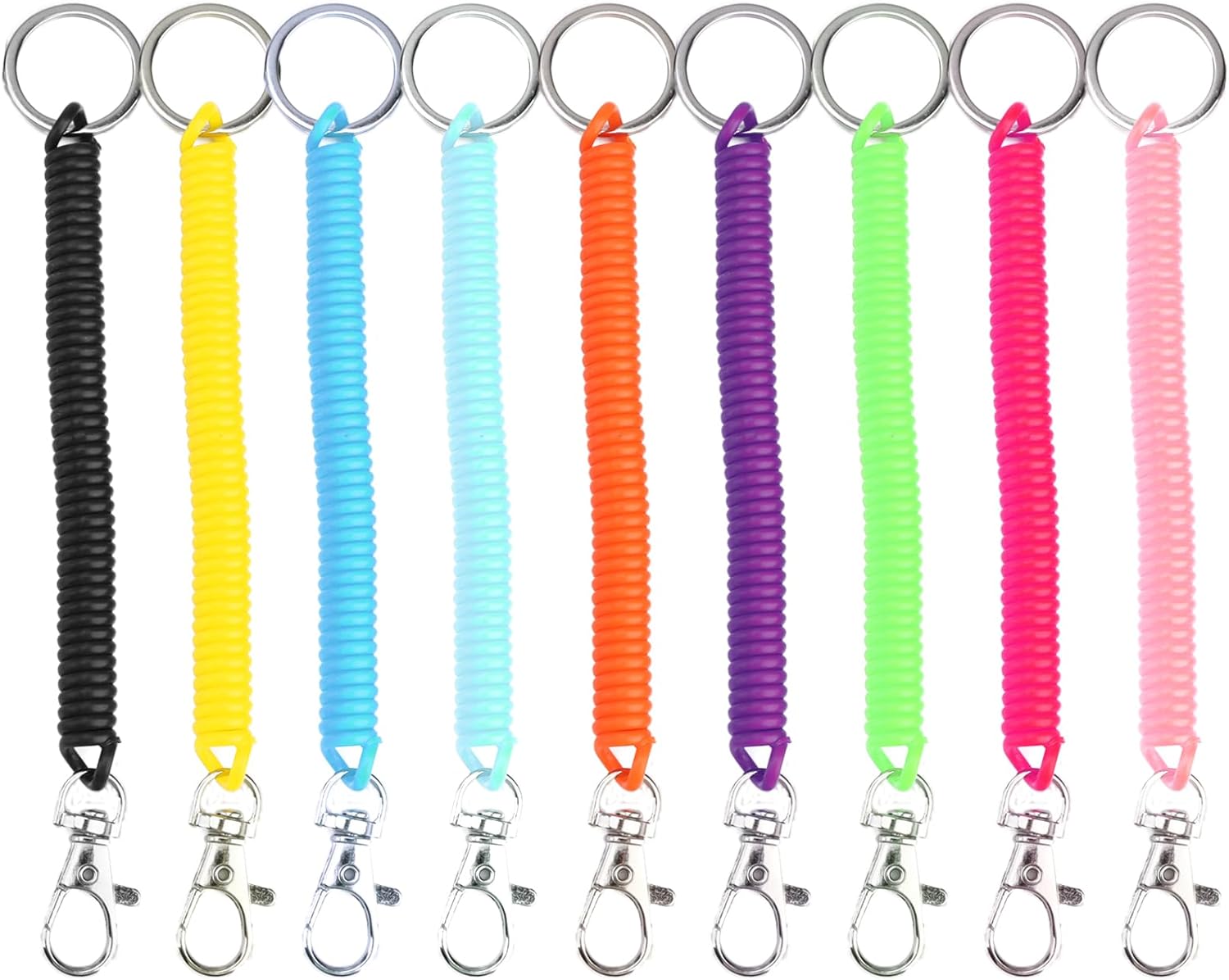 Stretchy Spiral Keyring, 10PCS Coil Springs Keychain, Retractable ...