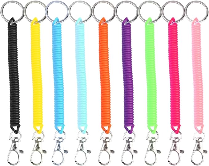 Stretchy Spiral Keyring, 10PCS Coil Springs Keychain, Retractable ...