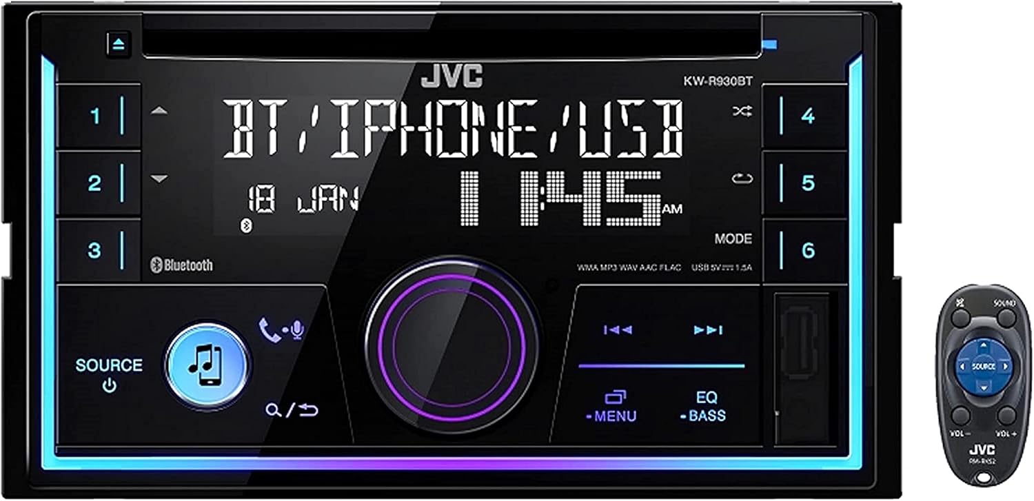 Amazon.com: JVC Magnet KW-R930BT Double Din Car CD AM/FM Player ...