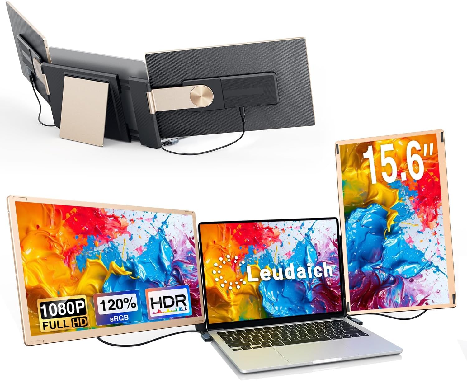 Amazon.com: Leudaich 15.6" Triple Screen Extender, Upgraded FHD 1080P ...