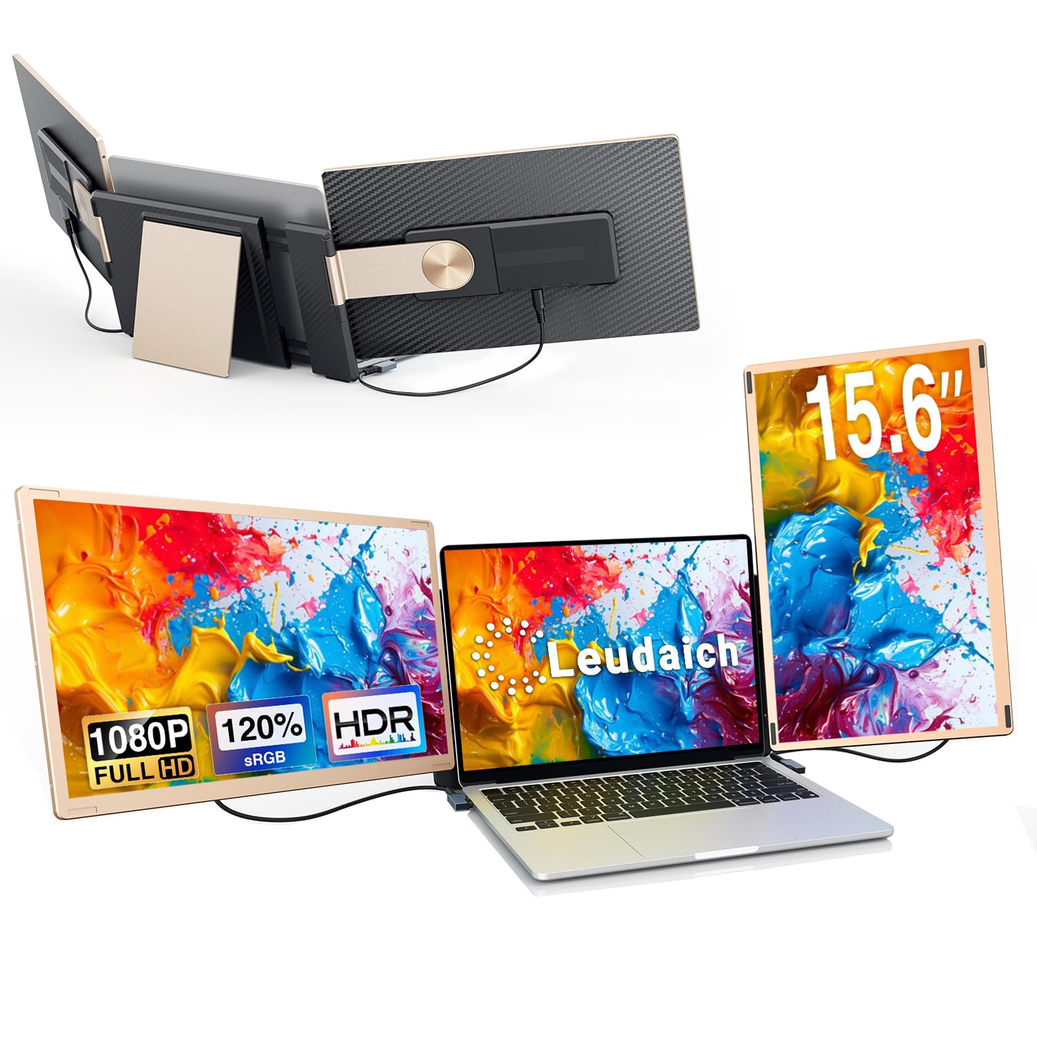 Amazon.com: Leudaich 15.6" Triple Screen Extender, Upgraded FHD 1080P ...