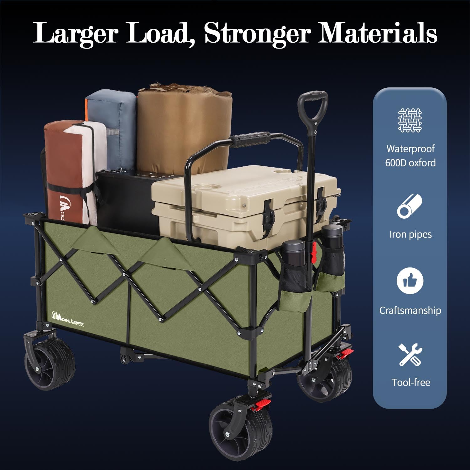 Snapklik.com : MOON LENCE Collapsible Foldable Wagon Cart, 220L Large ...