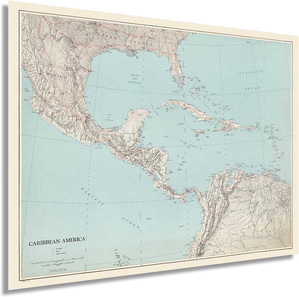 HISTORIX Vintage 1961 Caribbean America Map - 18x24 Nepal | Ubuy