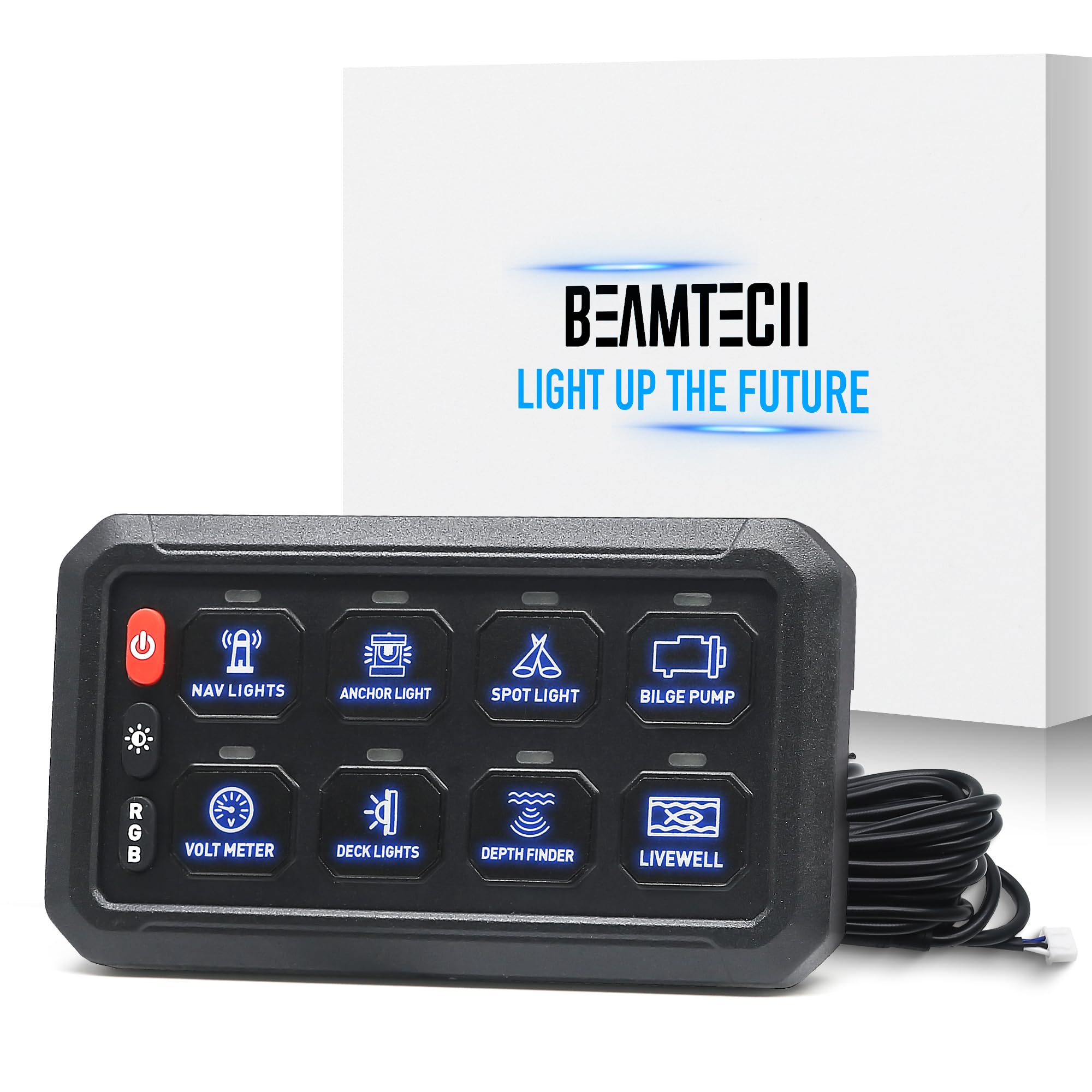 Snapklik.com : 8 Gang Switch Panel, RGB Multifunction Switch Toggle Momentary Pulsed Circuit ...