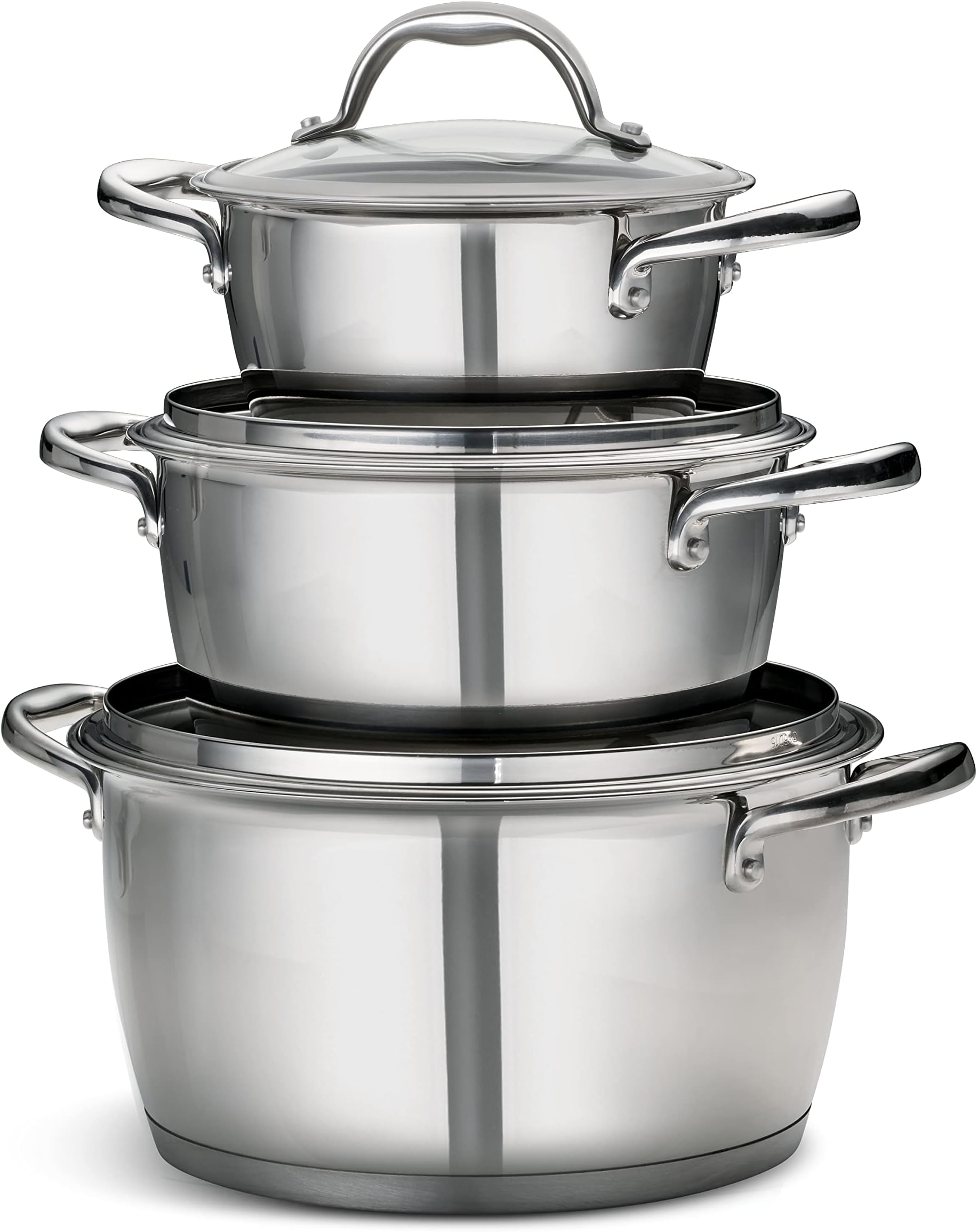 Amazon.com: Tramontina 6 Pc Stainless Steel Stackable Cookware Set ...