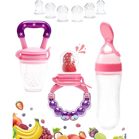 Amazon.com : Food Feeder Baby Fruit Feeder Pacifier (3 Pcs) with 6 ...