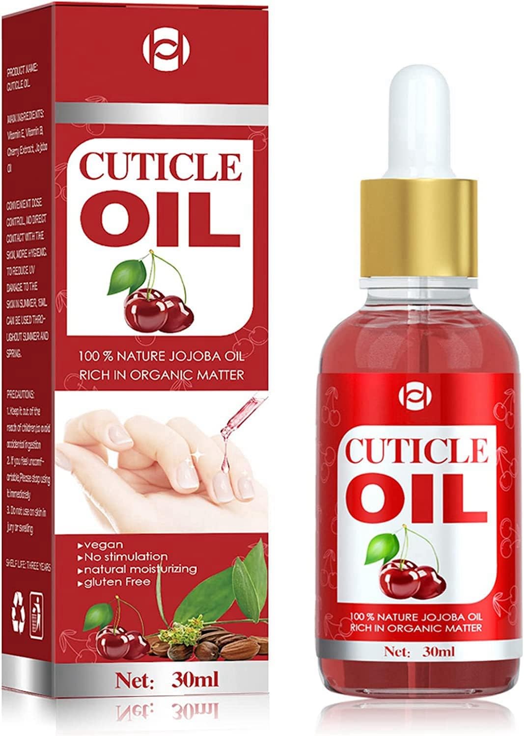 Nail Cuticle Oil 30ml with Organic Vitamin E & B, Jojoba Nail Cuticle ...