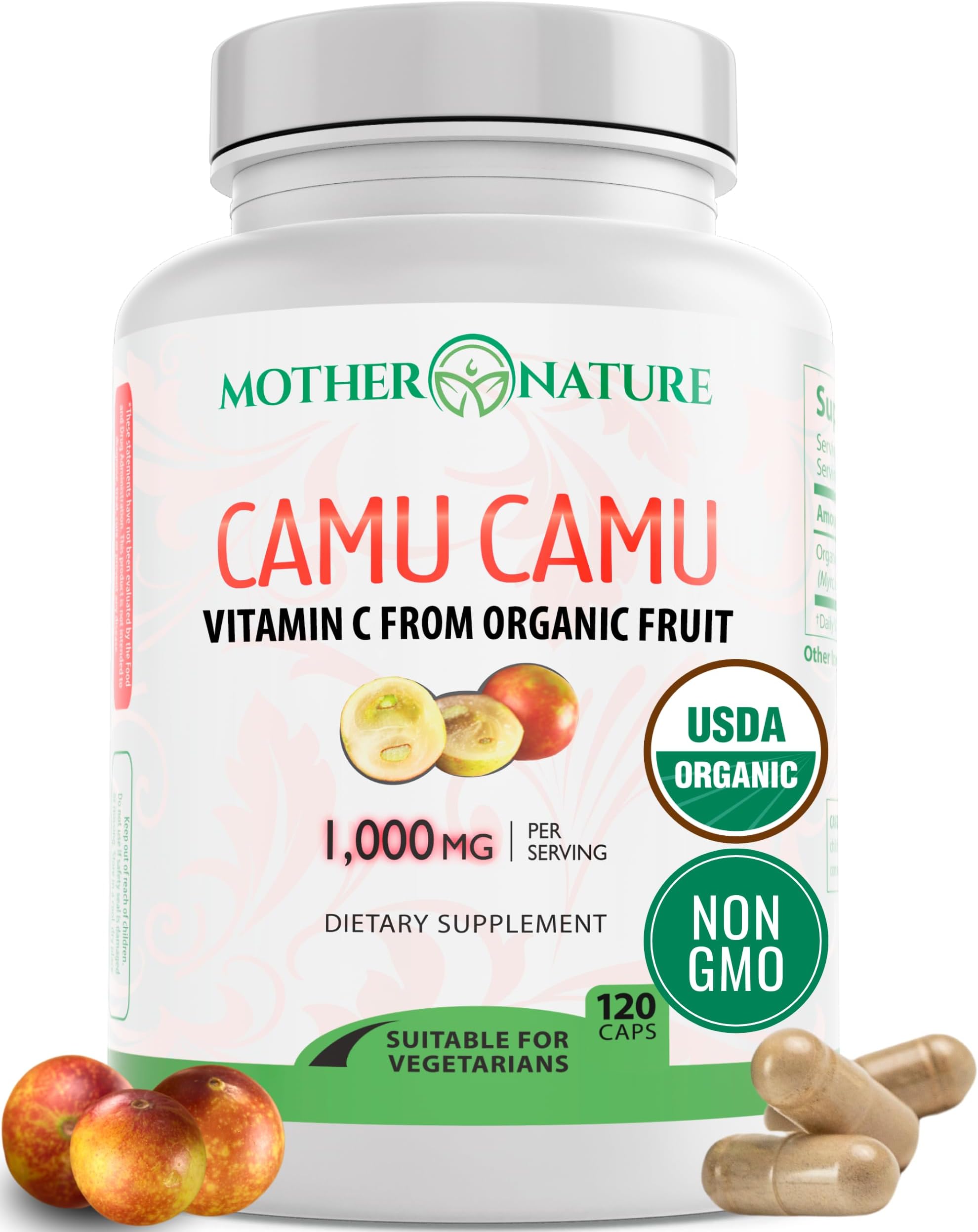 Amazon.com: Organic Vitamin C from Camu Camu Capsules 1,000mg, Packed ...