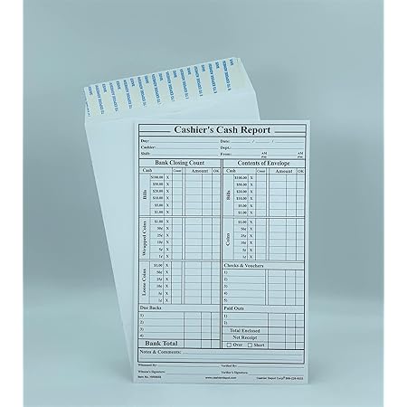 500 Cashier Depot EZ400W Cashier's Deposit Report Envelope, 4 1/8" x 9 ...