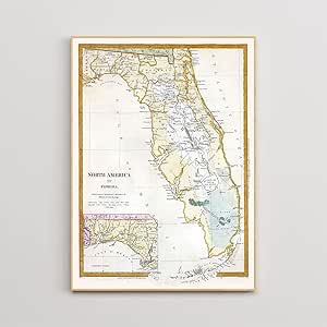 Amazon.com: MG Global Historical Poster of 1845 map of Florida | 11x17 ...