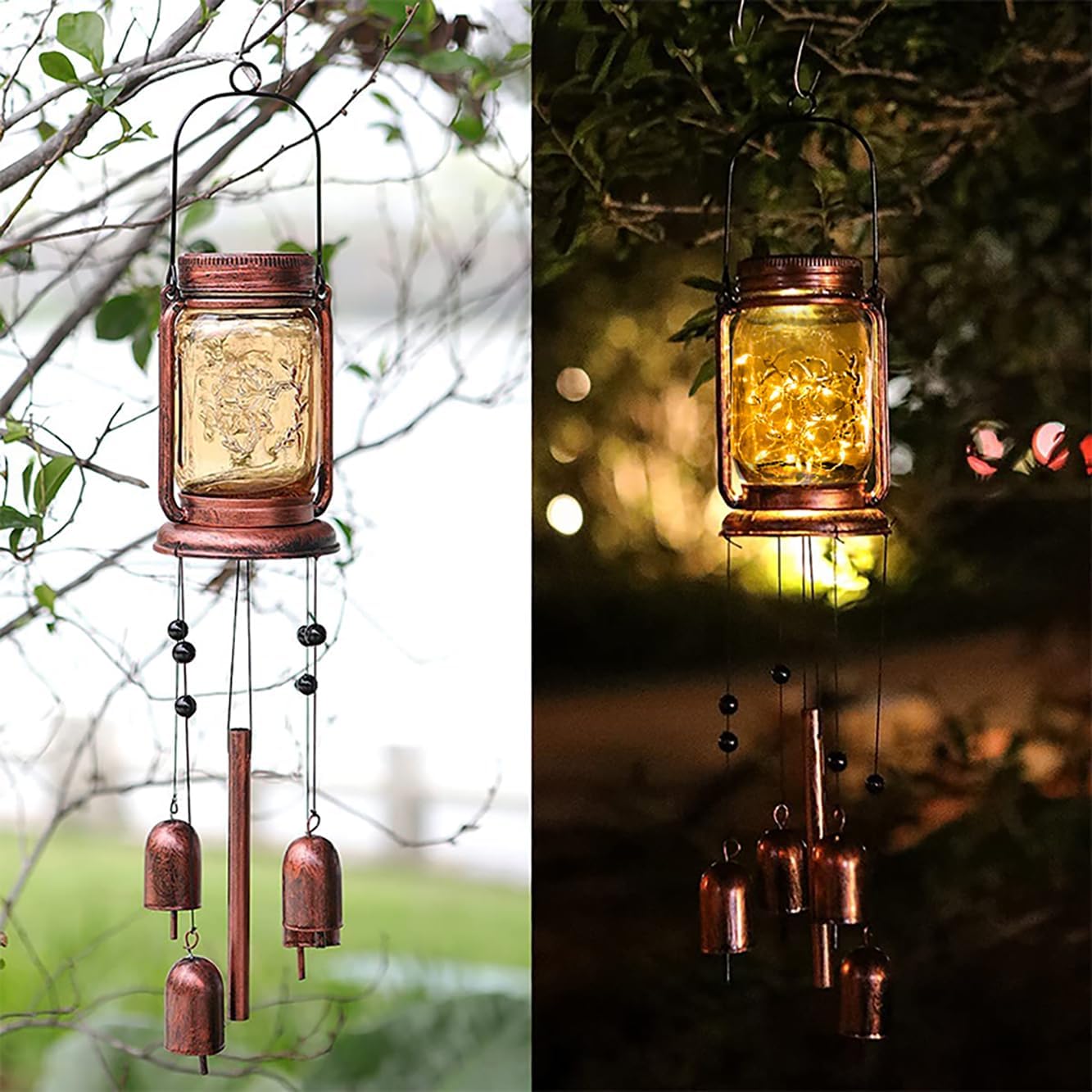 Amazon.com : ZYLiWoo-Solar Wind Chime, Mason jar Chime Light,Hanging ...
