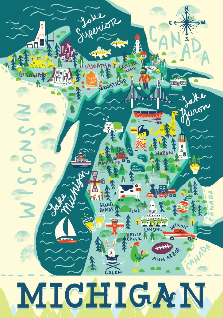 Michigan Illustrated Map: Julia Tran: 9780762591435: Amazon.com: Books
