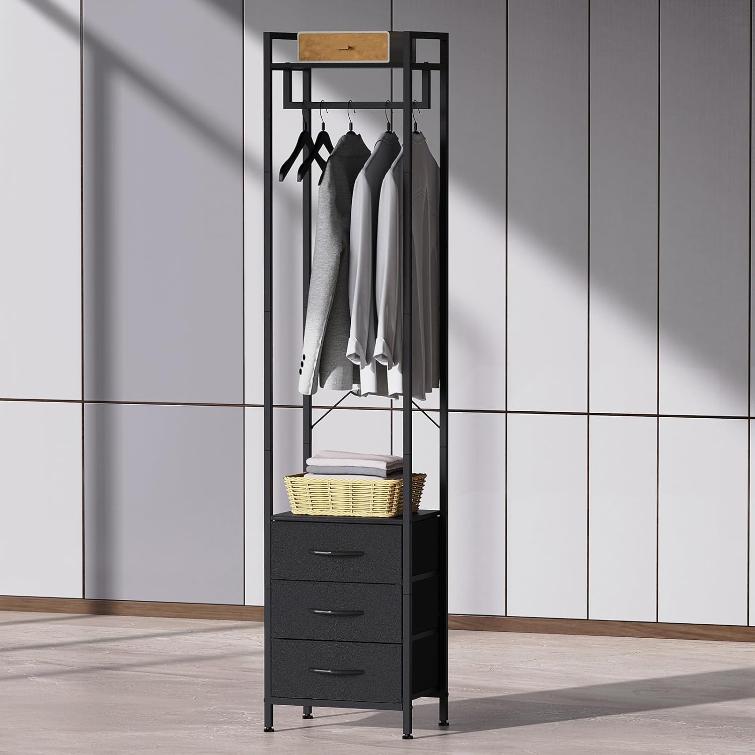 CADUKE Garment Rack with Drawers, Small Clothes Rack Heavy Duty, Tall ...