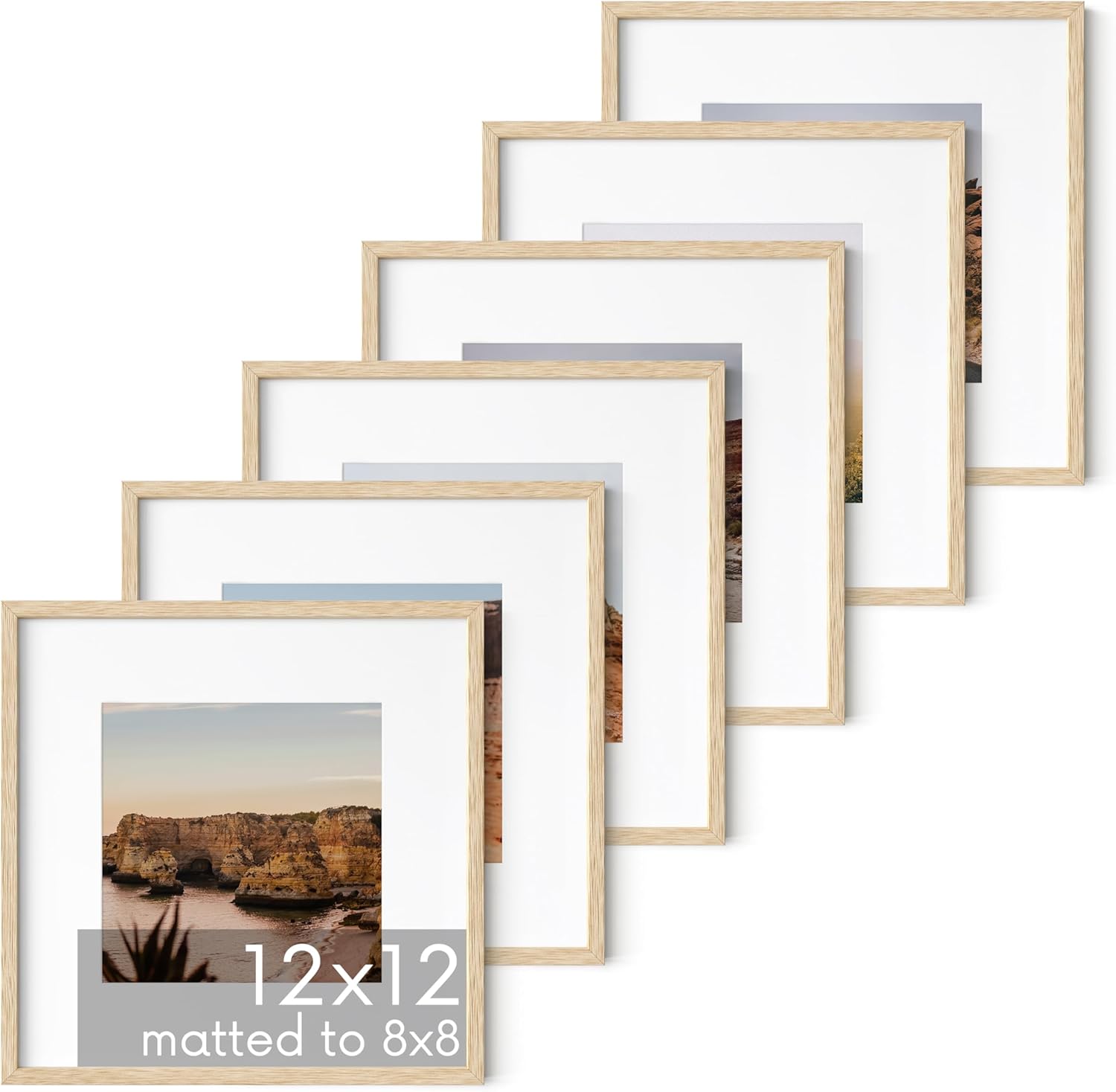 Amazon.com - HAUS AND HUES Solid Oak Wood 12”x12” Picture Frames Matted ...