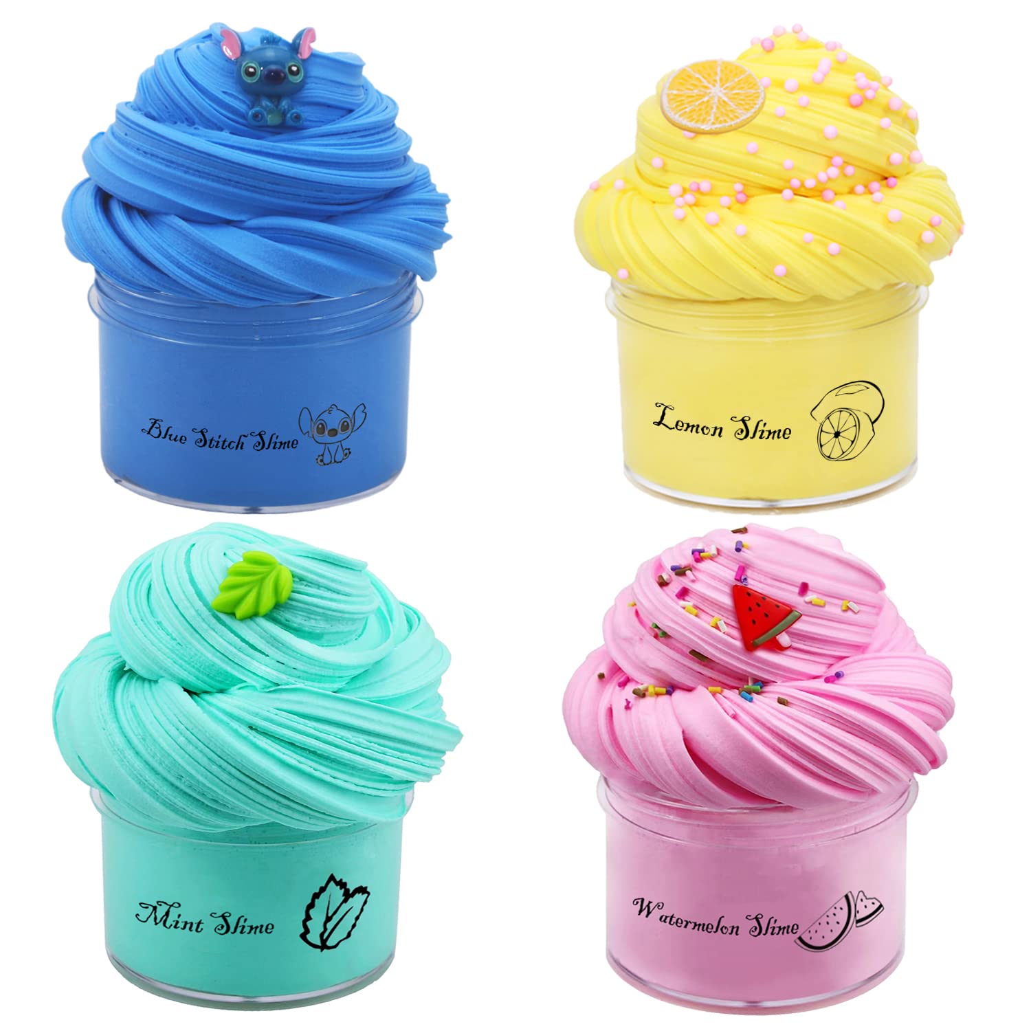 Buy Magictoy 4 Pack Butter Slime,Yellow Lemon,Blue Stitch,Pink ...