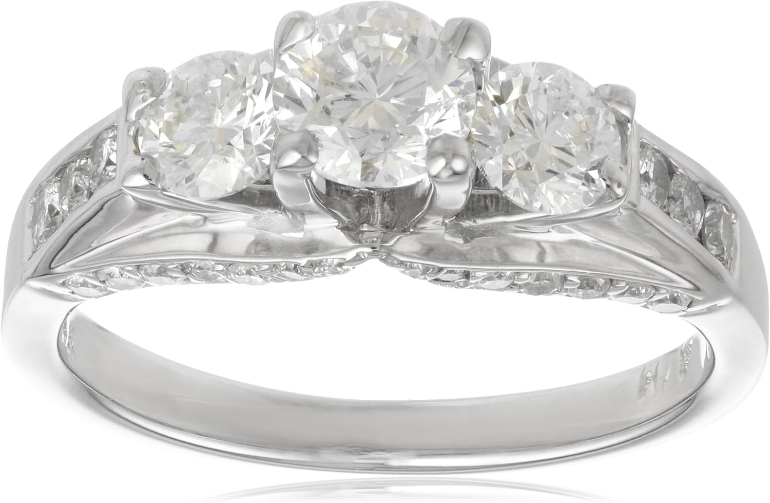Amazon.com: Amazon Collection 14k White Gold Round Center Diamond Three ...