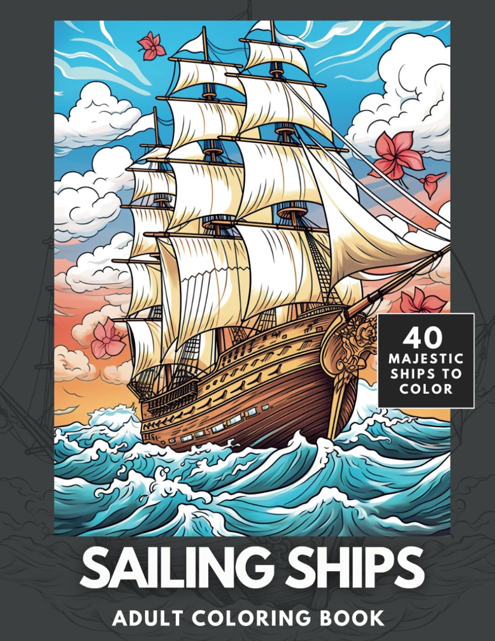 Sailing Ships Coloring Book: A Majestic Collection of 40 Sailing Ships ...