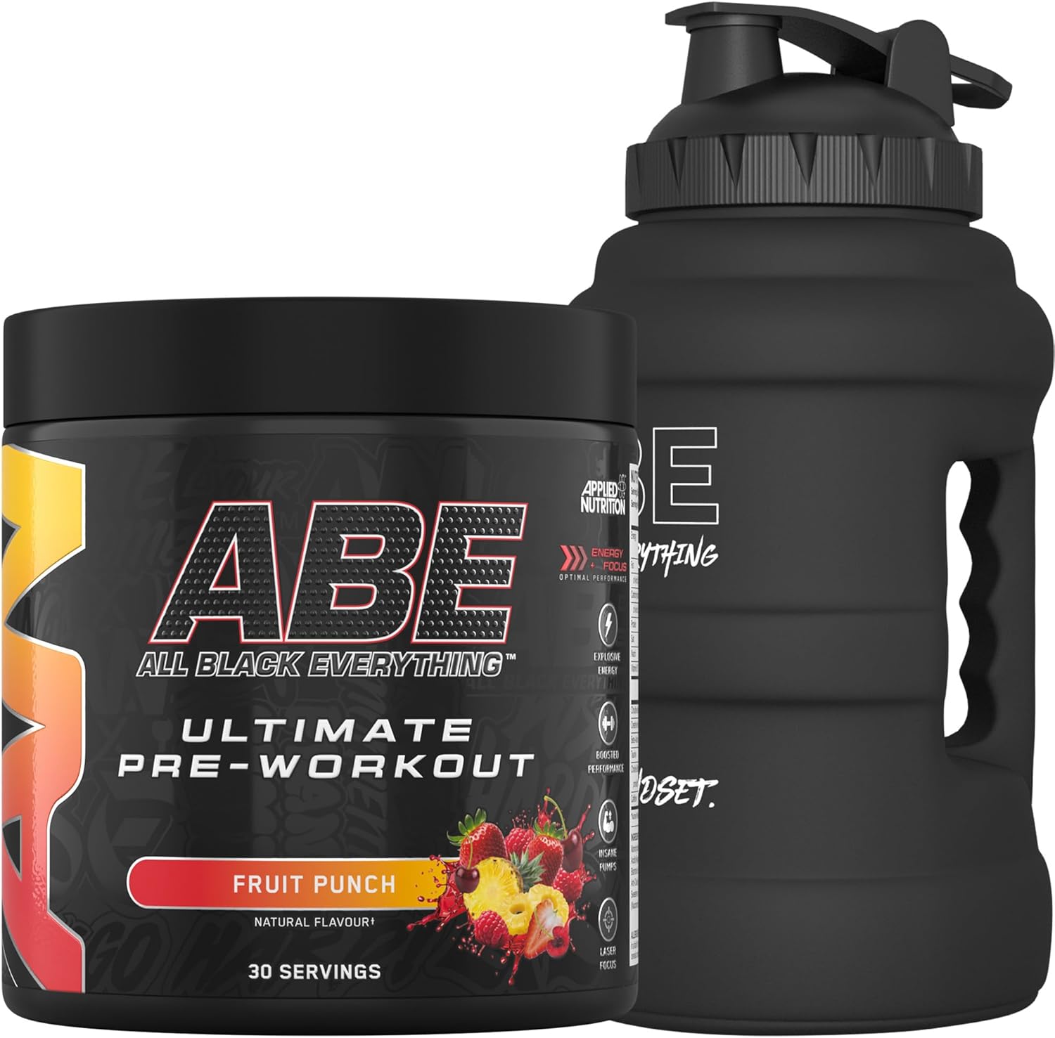 Applied Nutrition Bundle ABE Pre Workout 375g + JUG 2.5 LT Matt Black ...