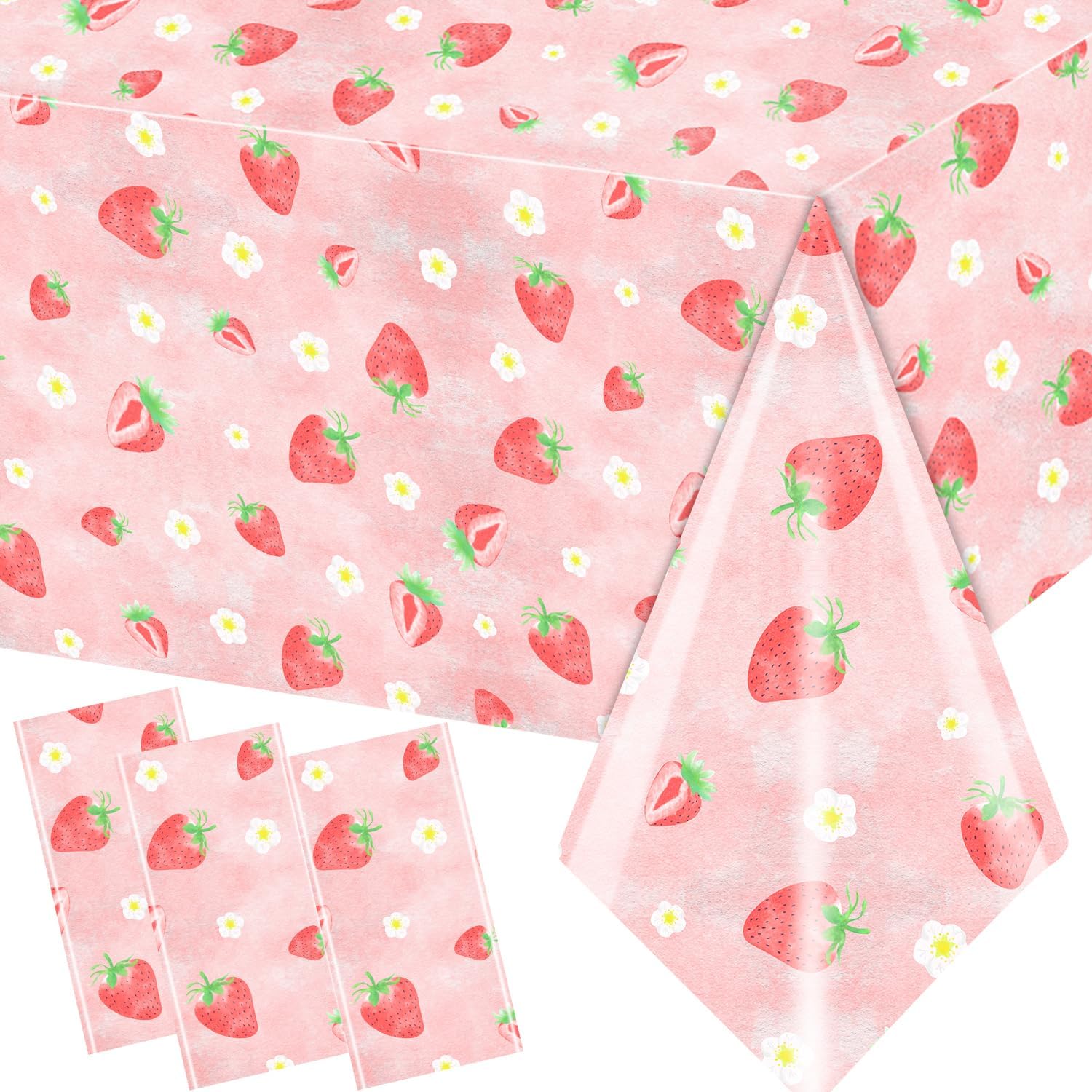Amazon.com: HAKOTI 3Pack Strawberry Table Cloth,Berry First Birthday ...