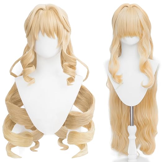 Amazon.com: maysuwell Anime BLonde Wavy Wigs with Bangs COS Princess ...