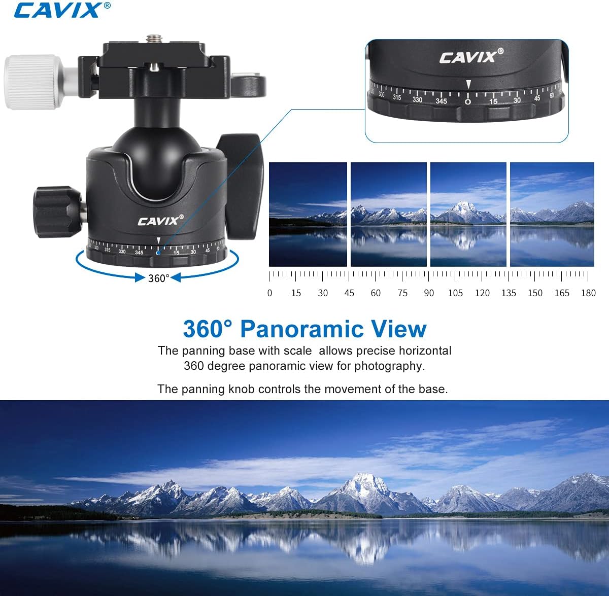 Buy CAVIX Ball Head Low Profile Camera Panoramic Tripod Head Metal 36 Ballhead w Bubble Level 1/ ...