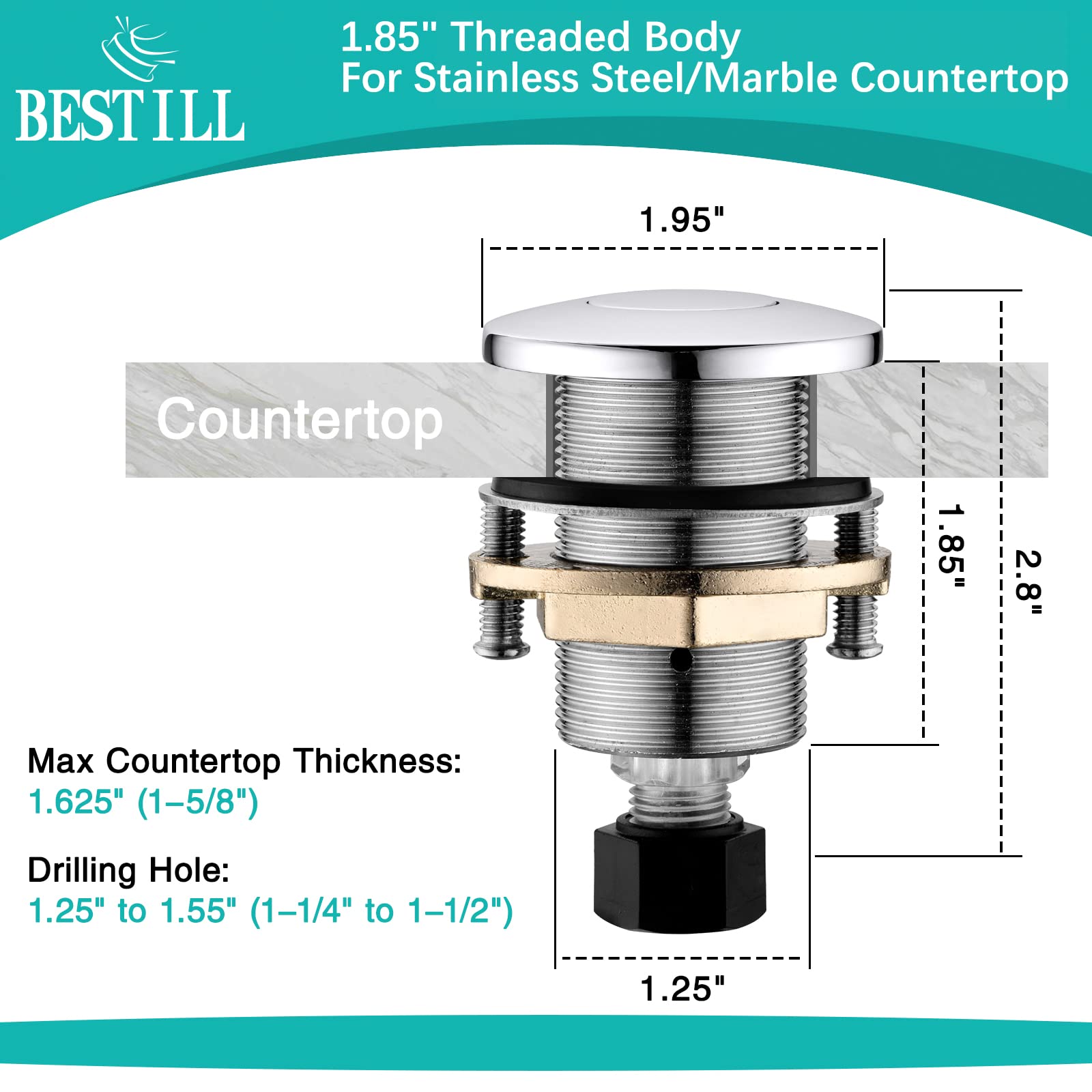 Snapklik.com : Garbage Disposal Air Switch Kit, UL Listed, Stainless ...