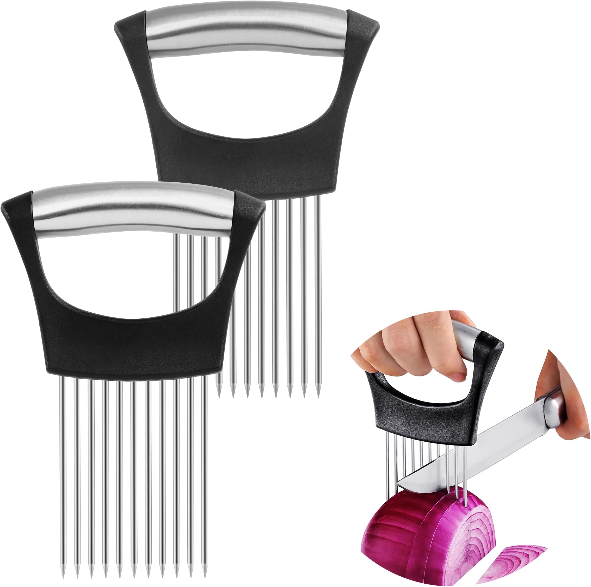 Amazon.com: 2 Pcs Onion Slicer, Stainless Steel Tomato Slicer ...