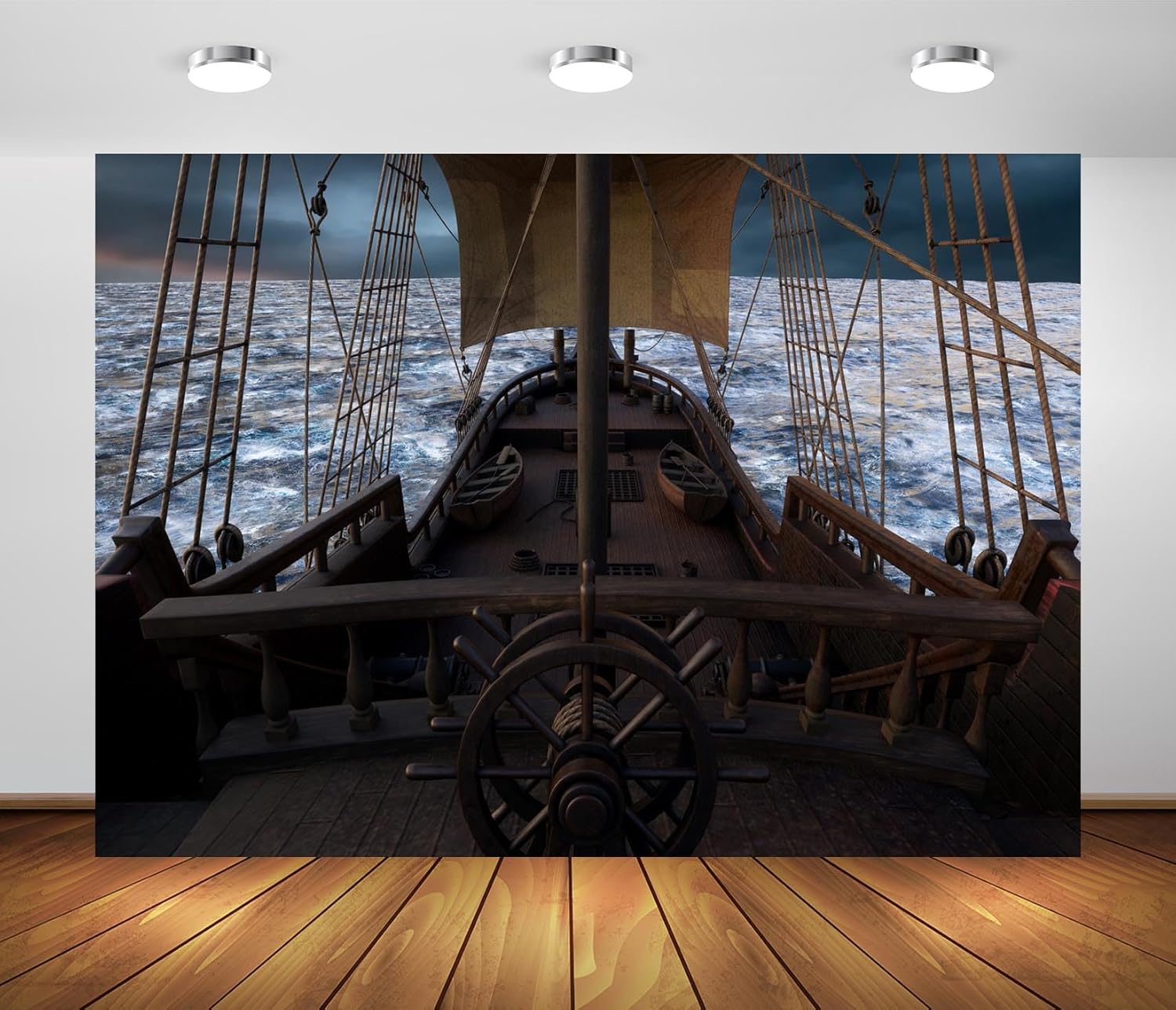 Amazon.com : BELECO 8x6ft Fabric Vintage Pirate Ship Backdrop Old ...