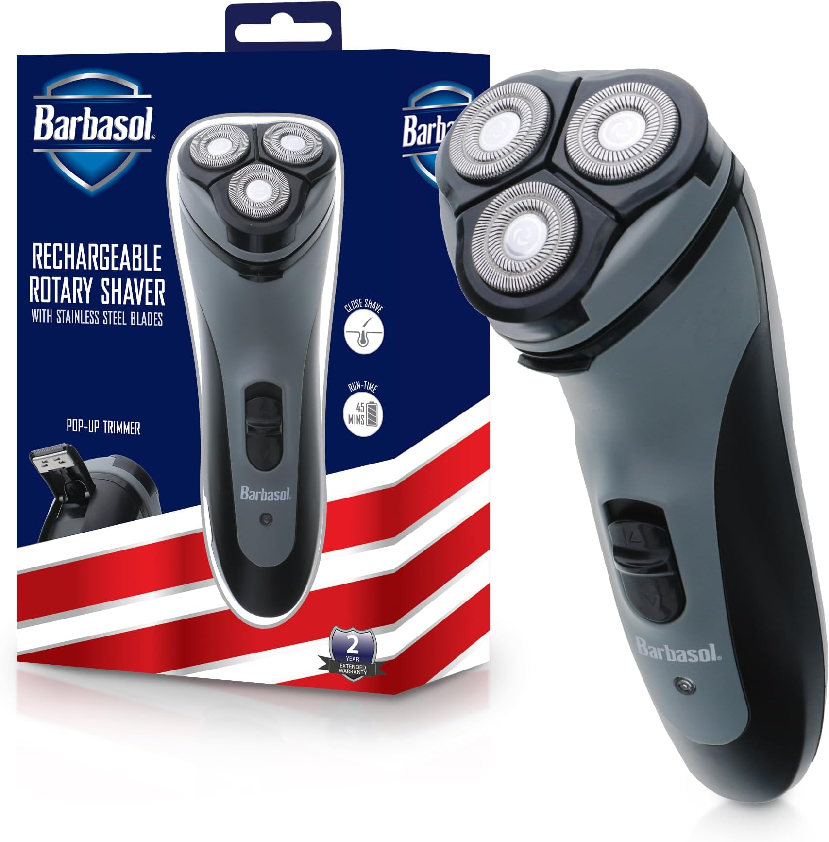 Amazon.com: Barbasol Rotary Shaver, Rechargeable Electric Rotary Shaver ...