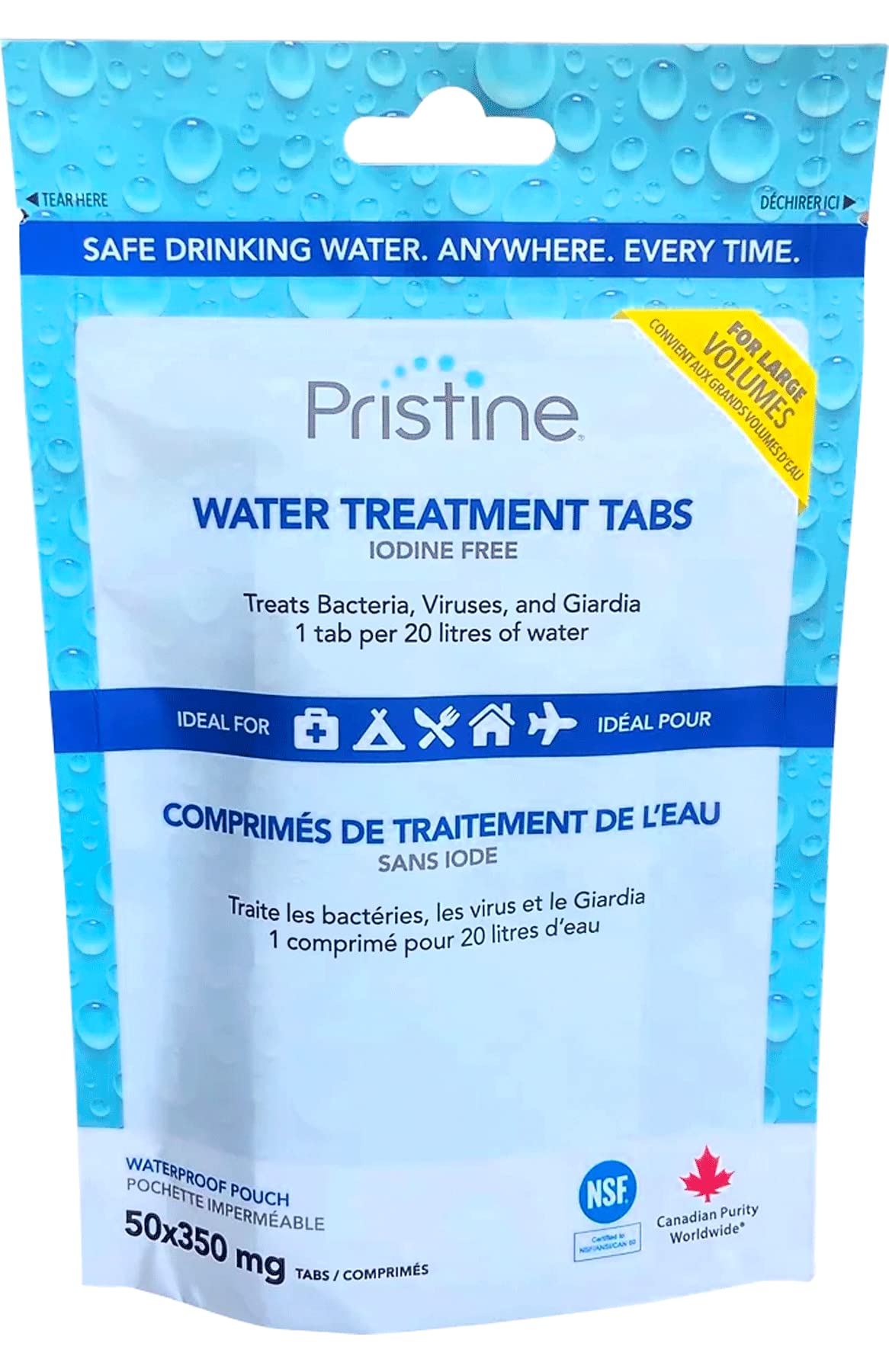 Pristine Water Treatment Tabs 167 mg, 50 Tablets, 1 tab = 20 litres of Water : Amazon.ca: Sports ...