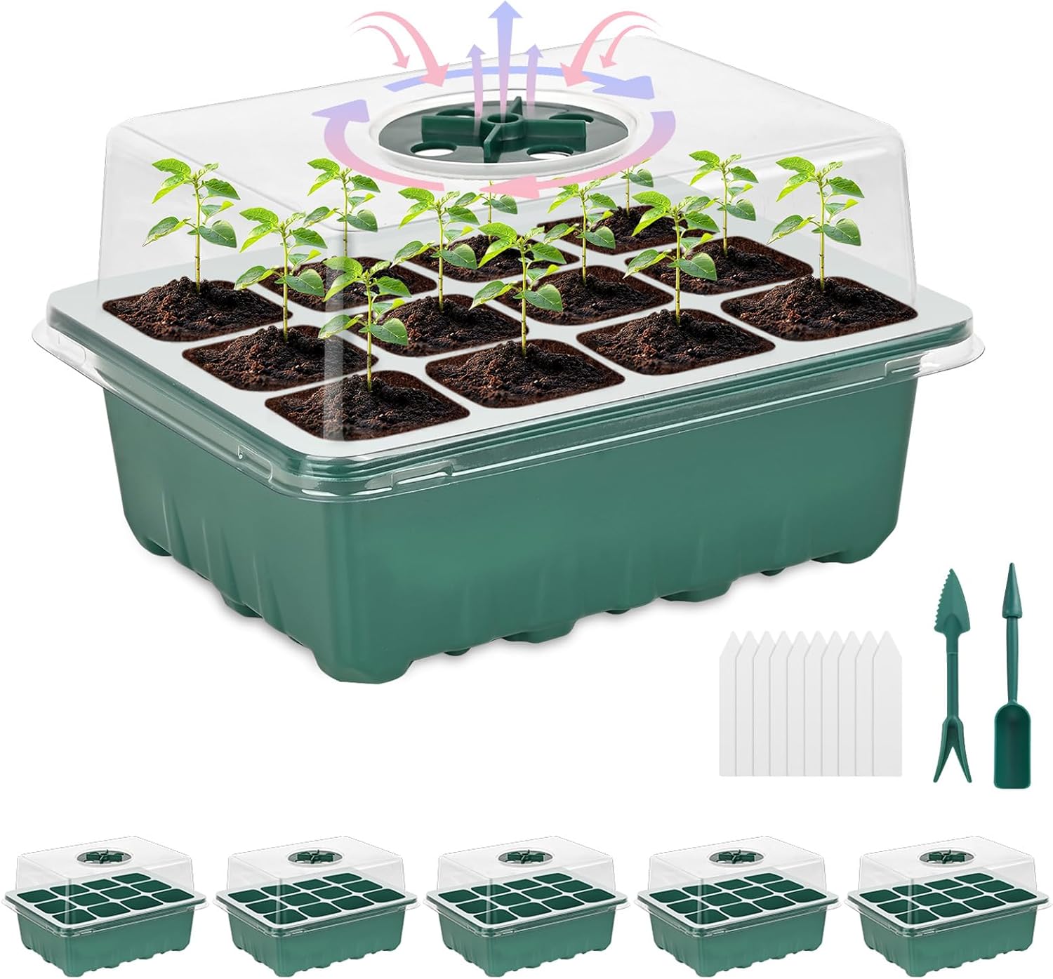 Amazon.com : 5 Pack Seed Starter Tray Seed Starter Kit with Humidity ...