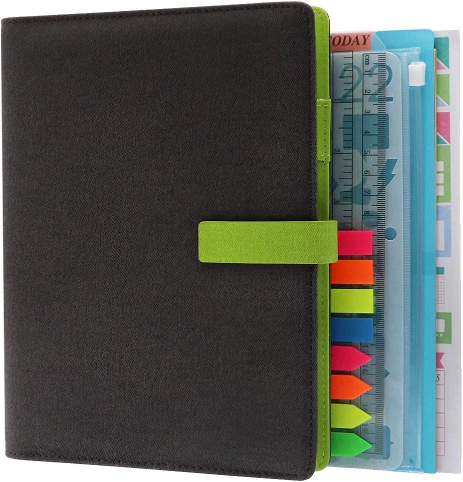 SAYEEC A5 Refillable Binder Travel Portfolio 6 Ring Writing Journal ...