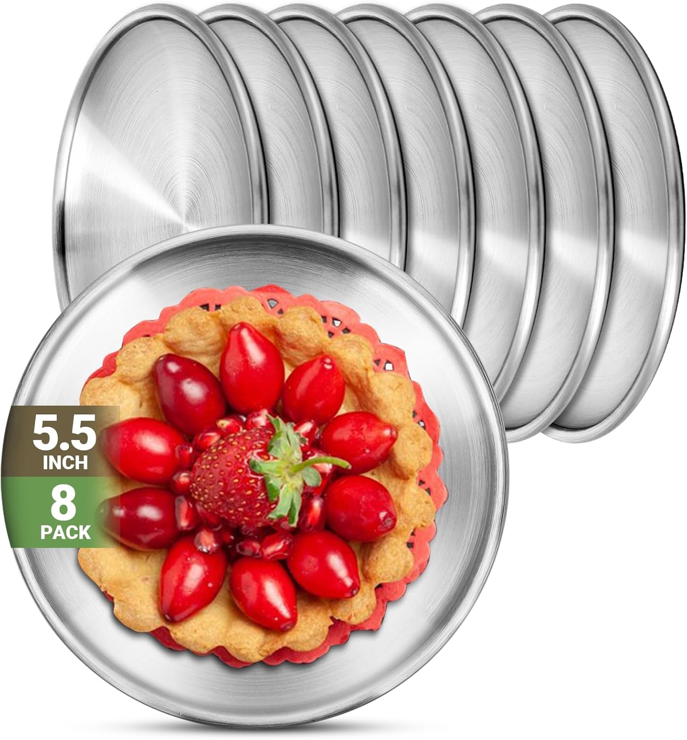 Amazon.com | Offiper Stainless Steel Plates, 8 Pack 5.5 inch 304(18/8 ...