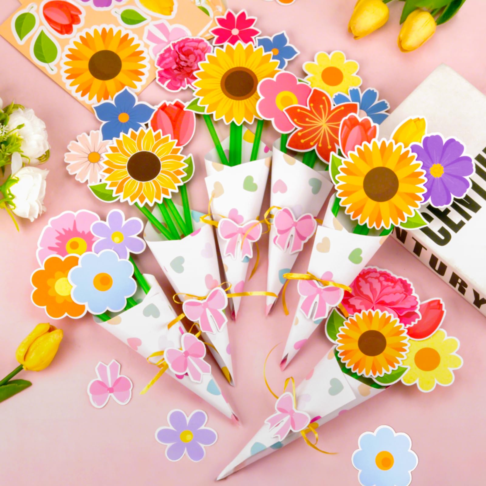 Mothers Day Gifts Paper Flowers 24 Pcs Flower Bouquet Craft Kit - DIY ...