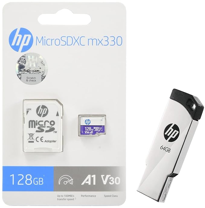 HP Micro SD Card 128GB with Adapter A1 U3 V30 (Purple), (HFUD128-MX330 ...