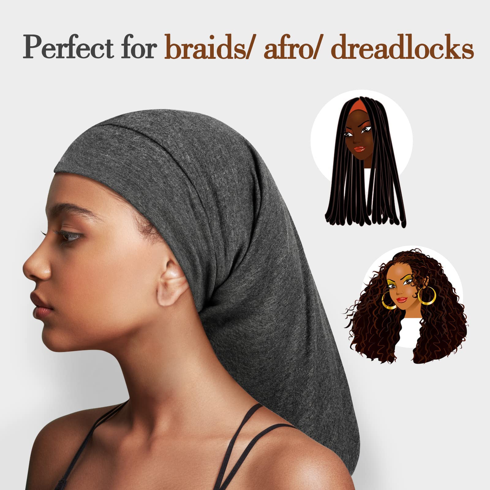 Snapklik.com : Long XL Silk Satin Bonnet For Braids, Dreadlocks For ...