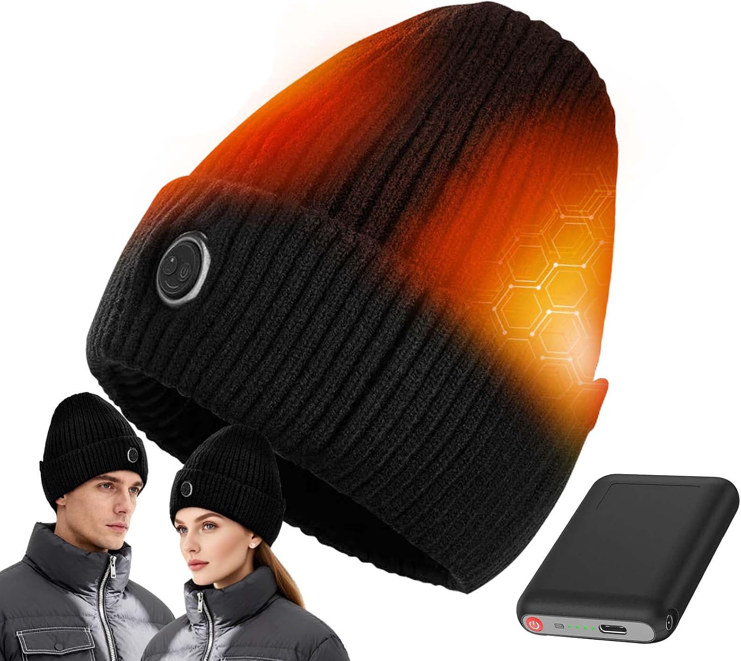 Electric Heated Hat with 3 Heat Levels, 5000mAh Rechargeable Battery ...