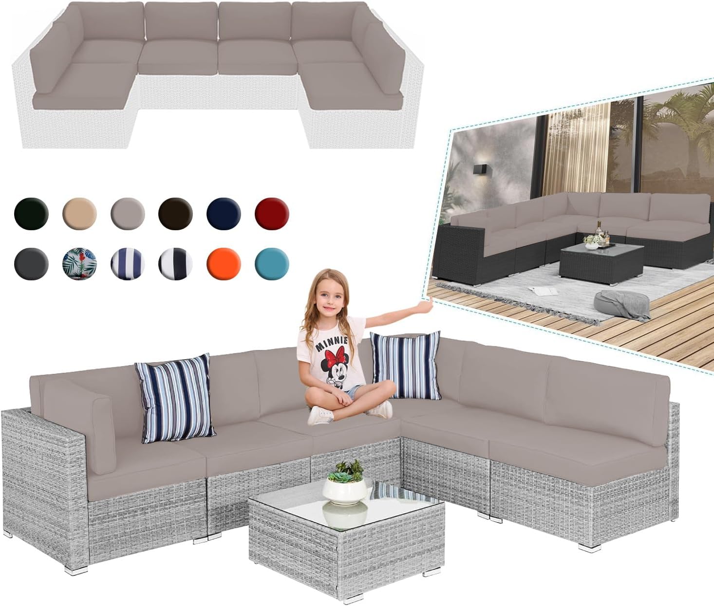 Amazon.com : VKETU Outdoor Sectional Cushions, 4" Foam High-Density ...